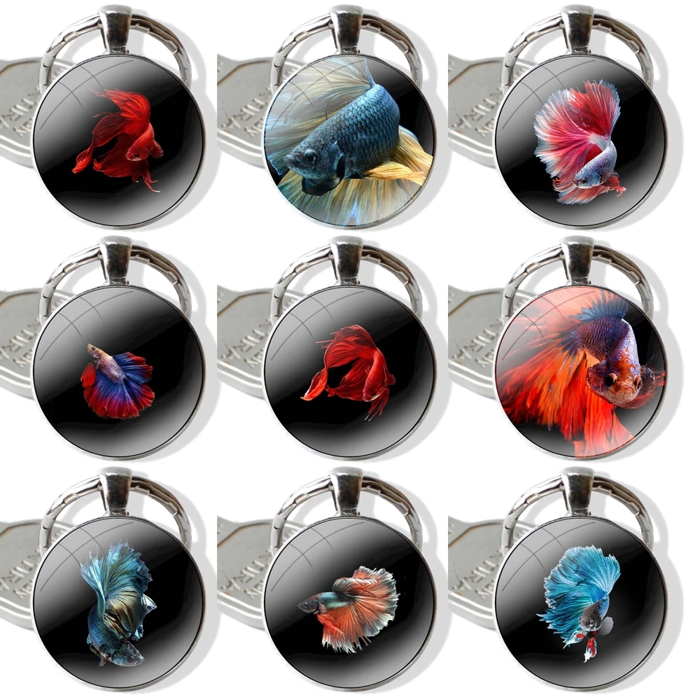 Betta-Fish-Keychain-Glass-Cabochon-Metal-Pendant-Classic-Men-s-Women-s ...