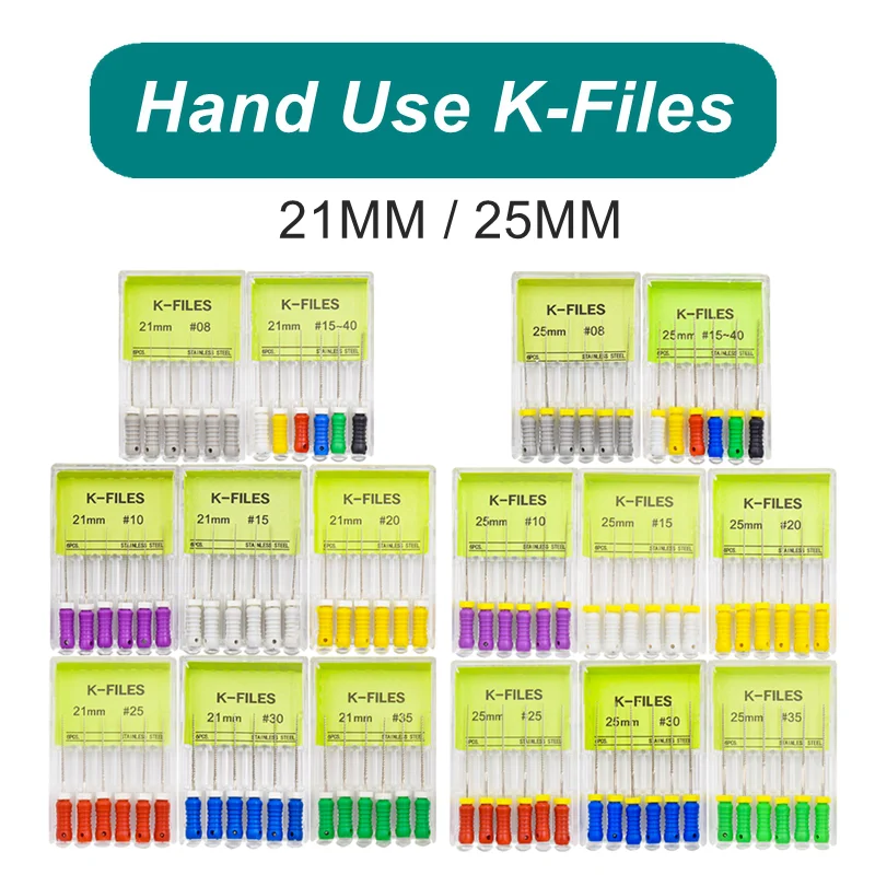 6Pcs-Pack-Dental-Endo-Files-Hand-Use-K-Files-Stainless-Steel-Root-Canal ...
