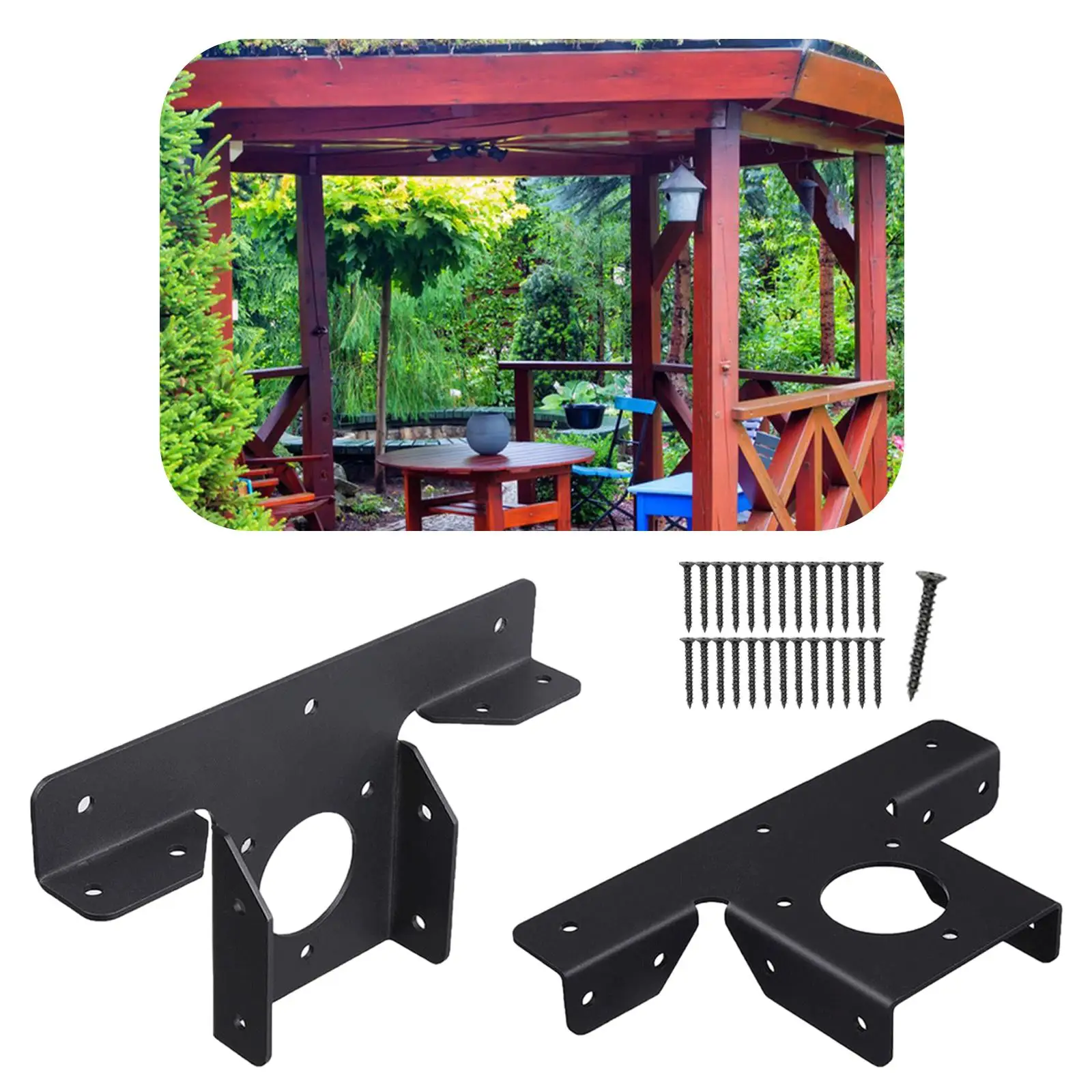 2x-Pergola-Brackets-Adjustable-Black-Durable-Metal-Heavy-Duty-Extension ...