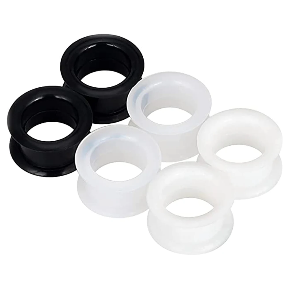2PCS-6PCS-Black-Clear-White-Thick-Silicone-Tunnels-Flexible-Ear-Skin ...