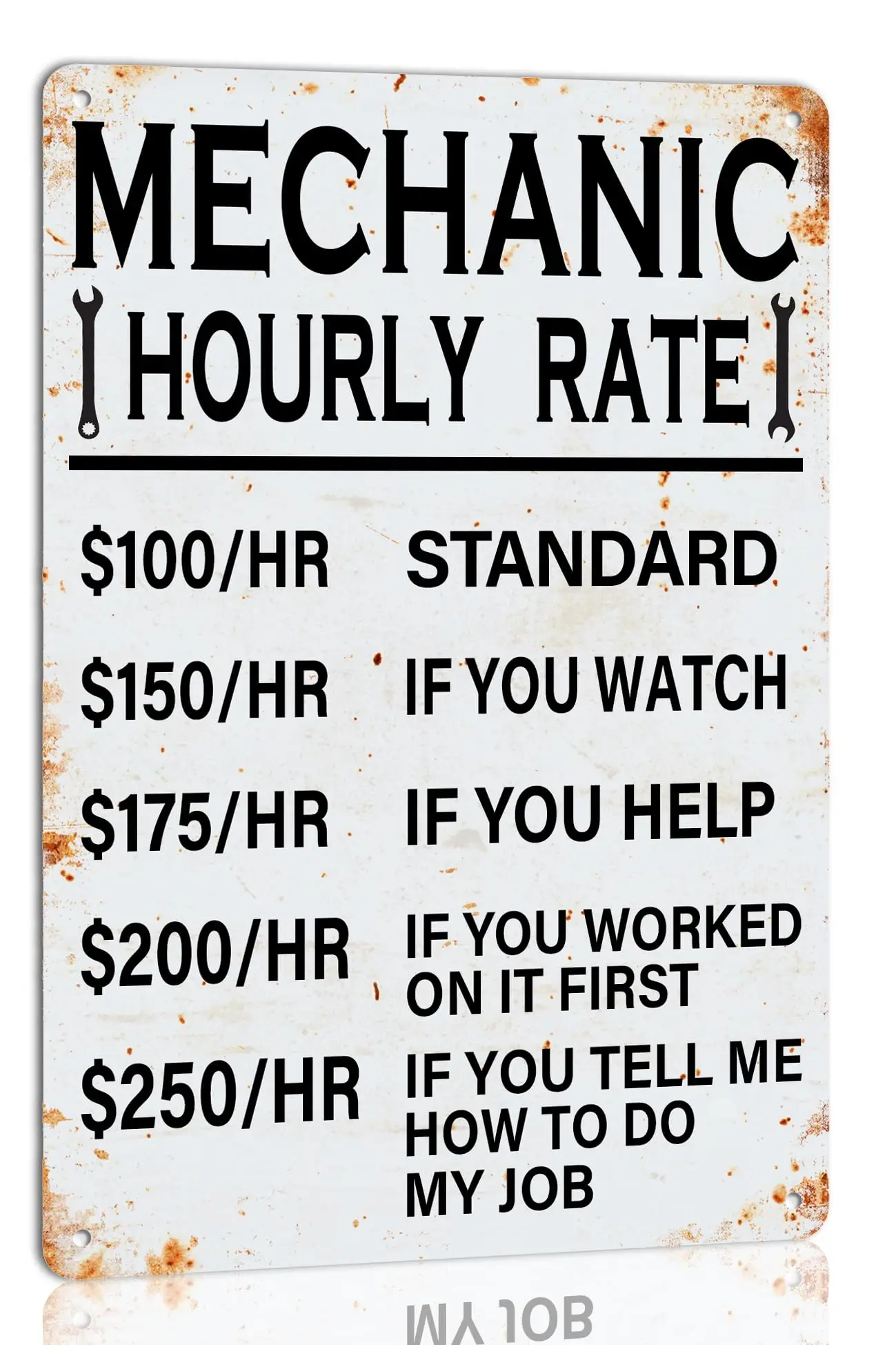 Funny-Garden-Signs-Mechanic-Hourly-Rate-Metal-Tin-Sign-for-Garage-Wall ...