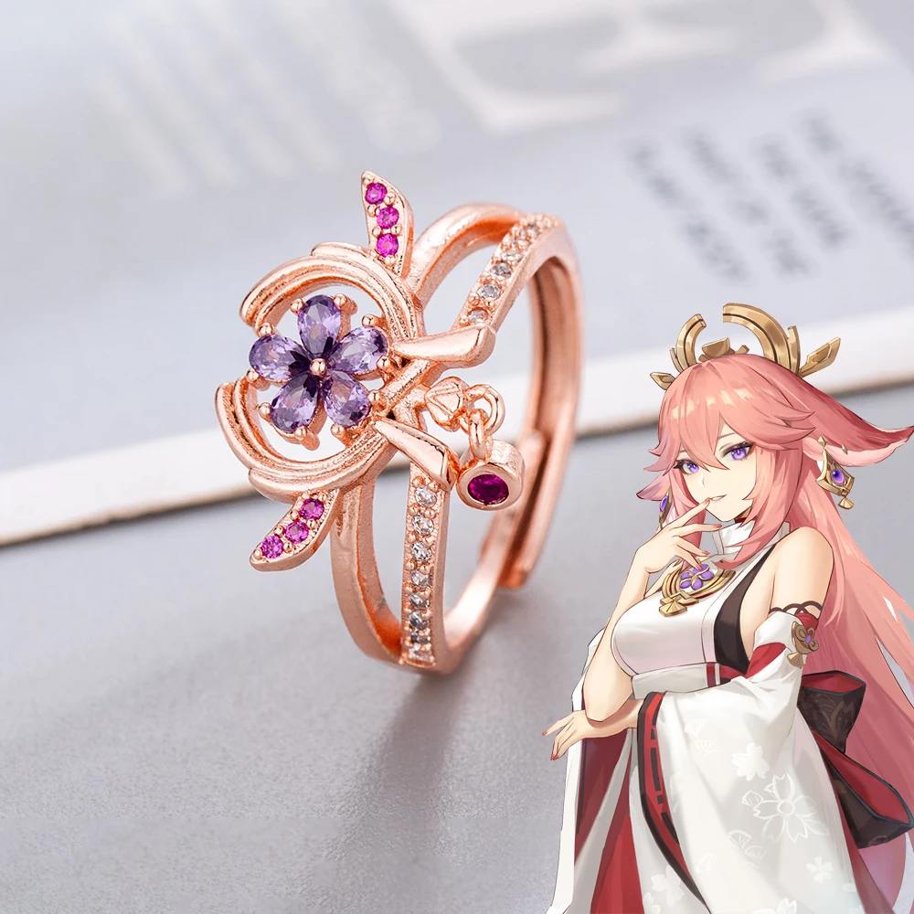 Anime Game Genshin Impact Yae Miko Cosplay Ring Women Open Adjustable ...