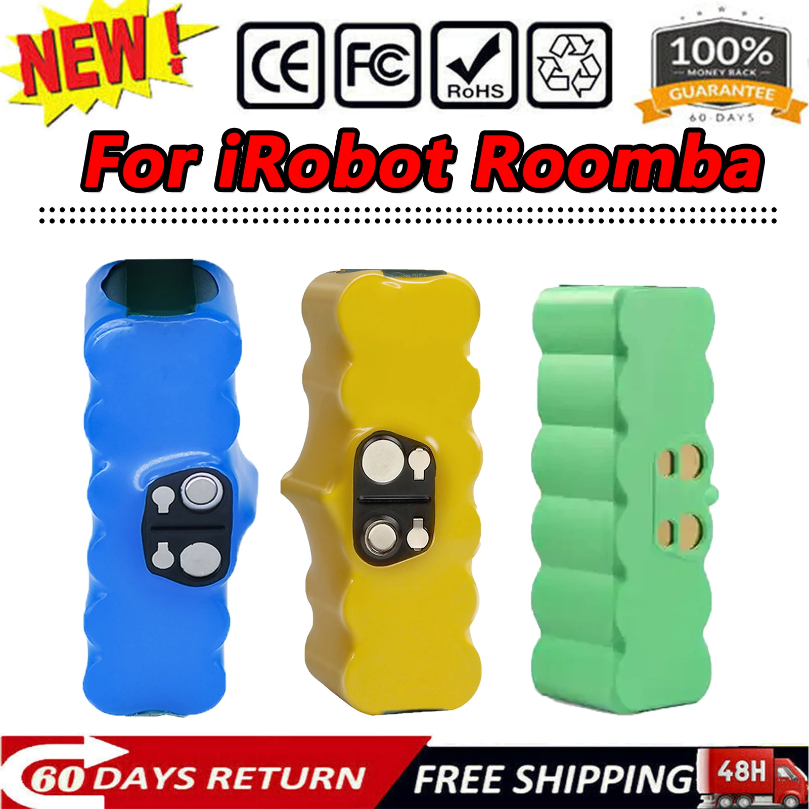 Battool-14-4V-6400mAh-5000mAh-Vacuum-Cleaner-Battery-For-iRobot-Roomba ...