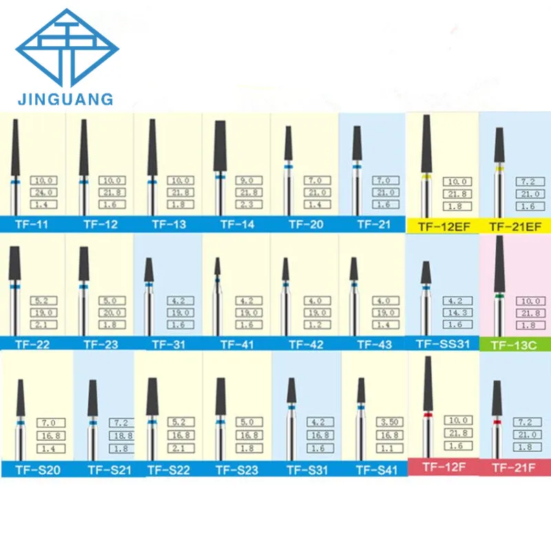 10-x-10pcs-pack-Dental-Diamond-Bur-TF-Series-Flat-Drills-for-High-Speed ...
