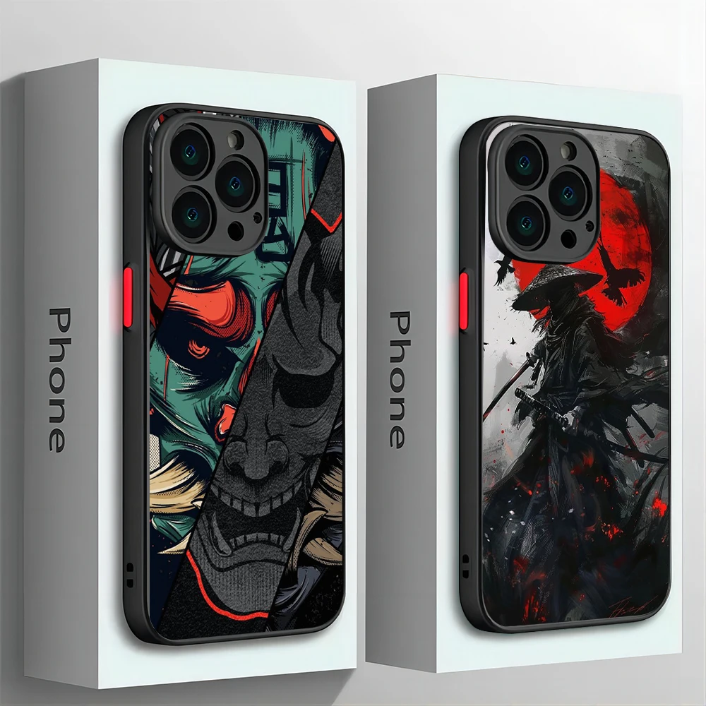 Japan ghost face Samurai Phone Case For iPhone 15 14 13 12 11 Mini Pro ...