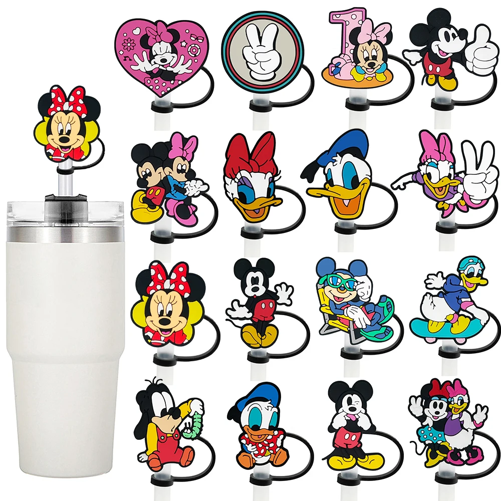 MINISO-Disney-Mickey-Minnie-Straw-Cover-Cap-Cartoon-10MM-Silicone-Drink ...