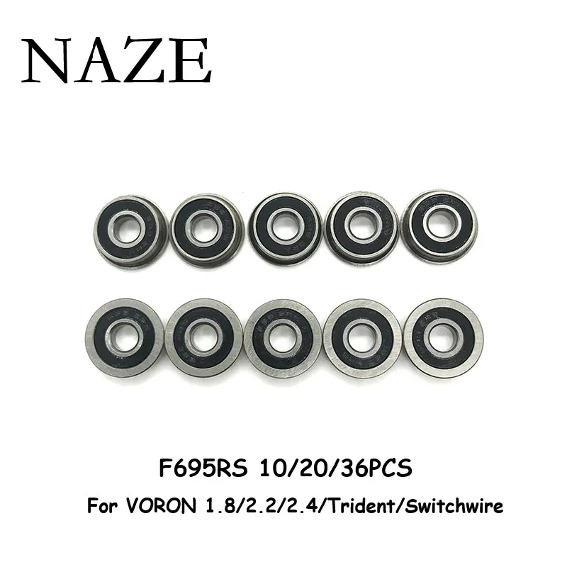 10PC F695RS Bearings 5*13*4mm F695 ABEC-5 Flanged Miniature Ball ...