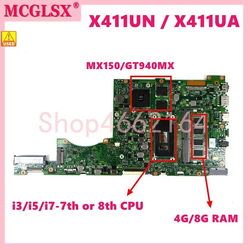 X411UN Mainboard For Asus S4000V X411UQ S4200V X411UF K411UN A411UF ...