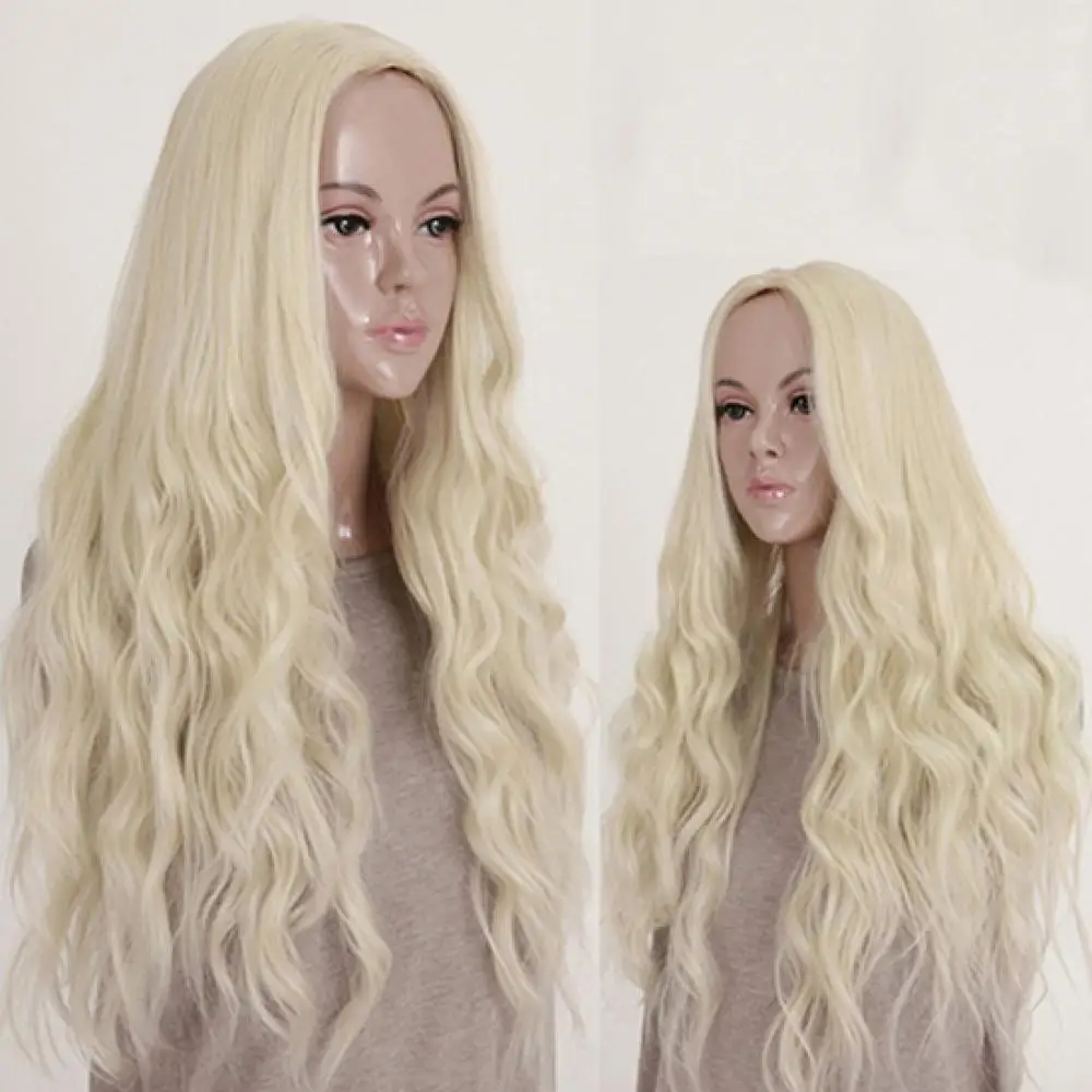 65cm Women HD Lace Frontal Wig Long Blonde Wavy Curly Full Wig Cosplay ...