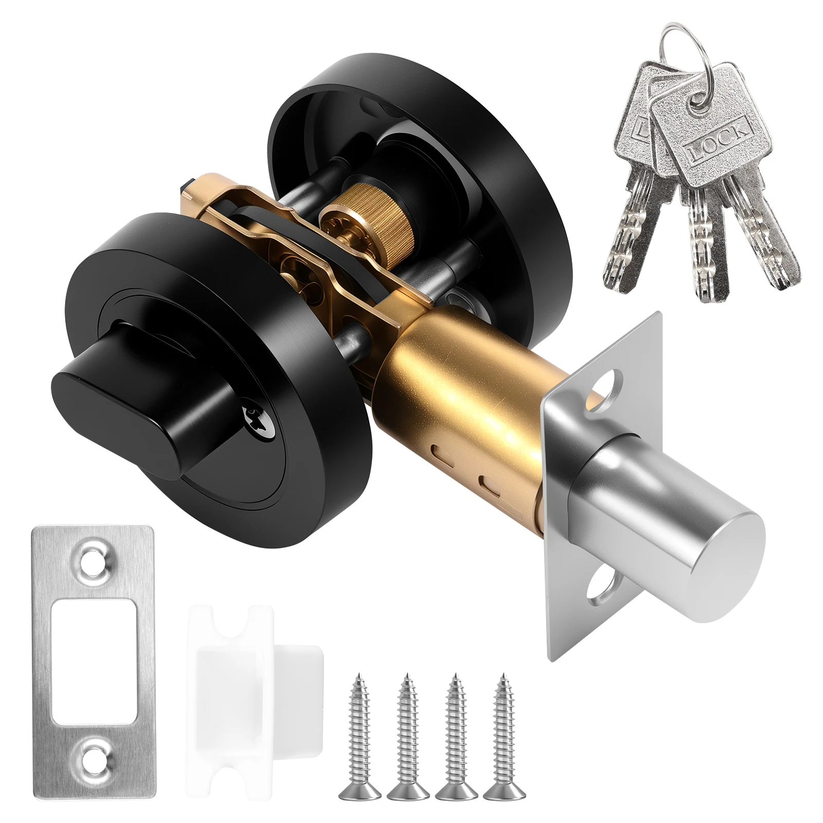 Round Deadbolt Lock Zinc Alloy Single Cylinder Deadbolt Anti Theft Door ...