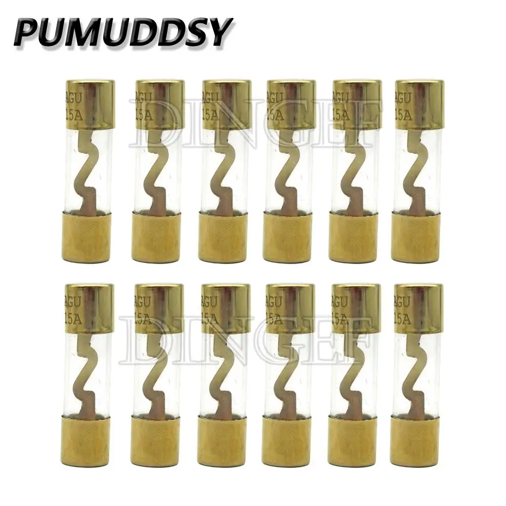 1PCS Gold Plated Glass AGU Fuse Fuses Pack Car Audio Amp Amplifier 10A ...