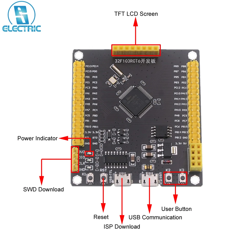 STM32F103RCT6-mikrodenetleyici-STM32-geli-tirme-kurulu-1-8-in-TFT-LCD ...