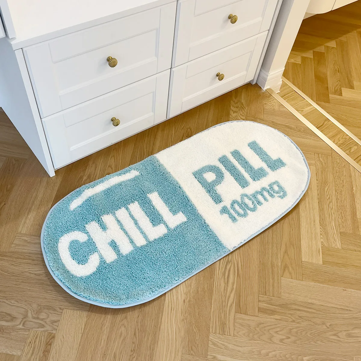 Ultra-Soft-Tufted-Chill-Pill-Rug-Cute-Bathroom-Mat-Blue-Game-Accent ...