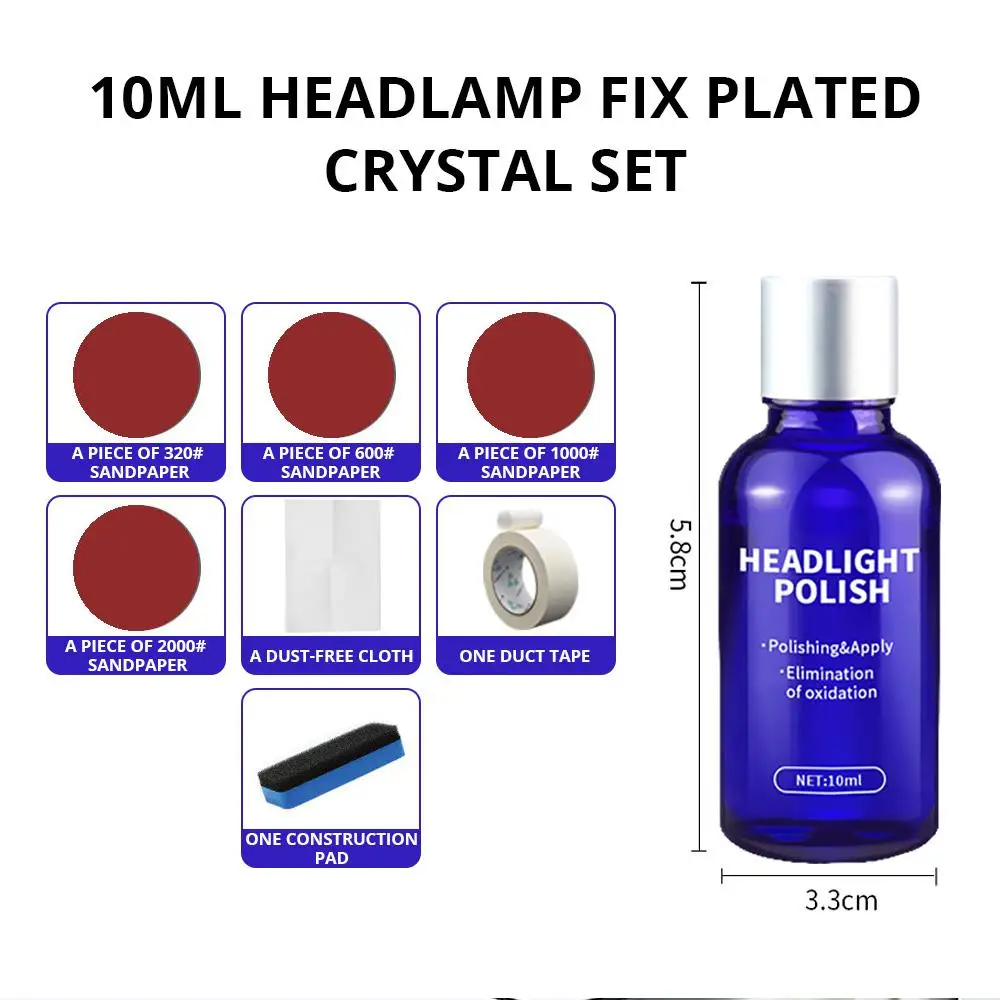 자동차 헤드라이트 수리 코팅 수리 키트 10ml 산화 후방 코팅 스크래치 방지 페인트 클리너 헤드라이트 클리너 자동차