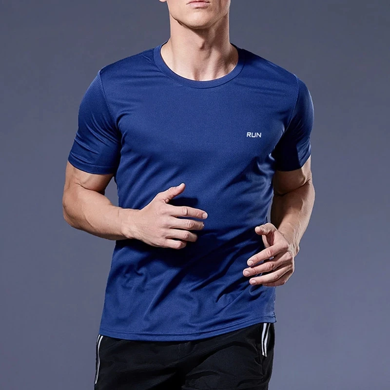 High Quality Polyester Men Running T Shirt Quick Dry Fitness Shirt ...