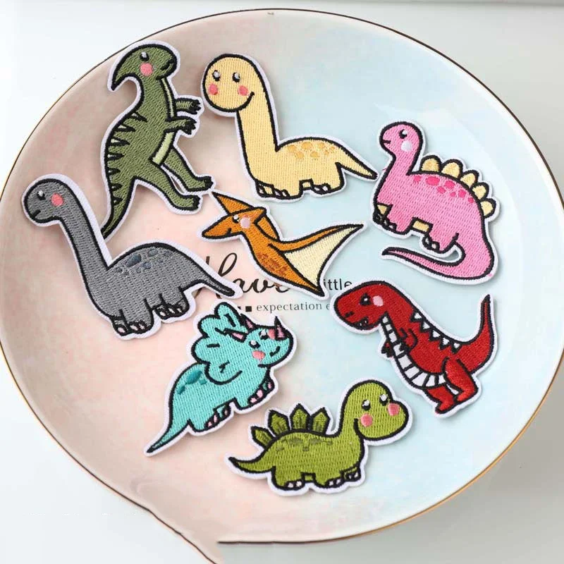 5pcs Jurassic Tyrannosaurus Rex Embroidery Punk Dinosaur Patches For ...
