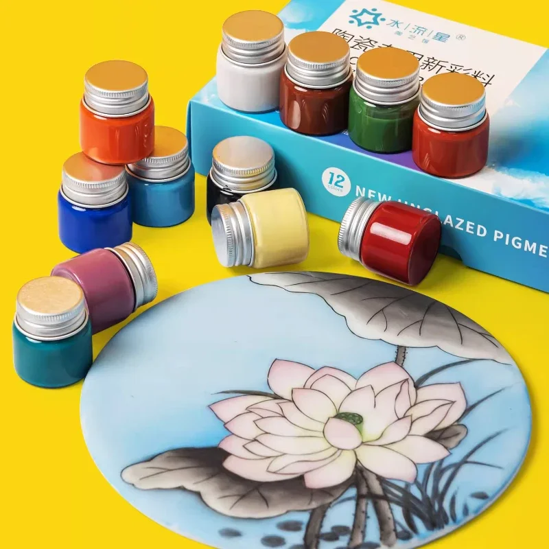 Ceramic Painting for Pottery 12 Colors 25ml Liquid Enamel New Color Oil ...