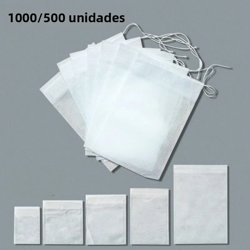 1000-100 pces sacos de chá descartáveis saco de filtro cordão papel de ...