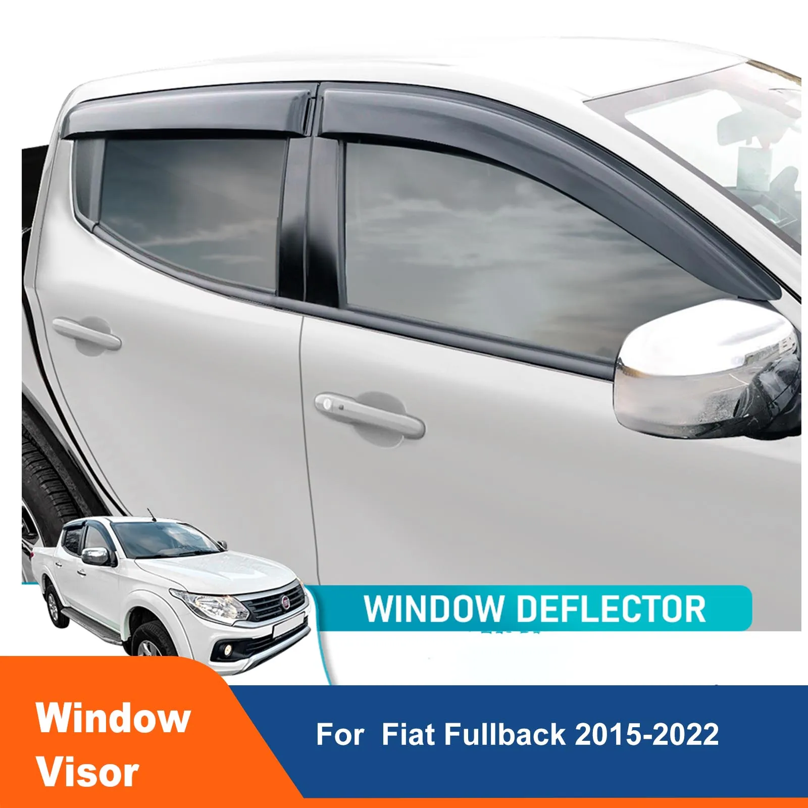 4PCS-Sun-Rain-Guard-Wind-Deflector-Window-Visor-For-Fiat-Fullback-2015 ...