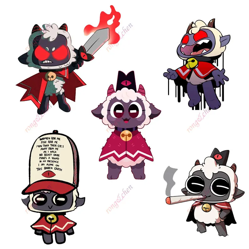 Cartoon-Car-Sticker-Cult-of-The-Lamb-for-Car-Motorcycle-Racing-Helmet ...