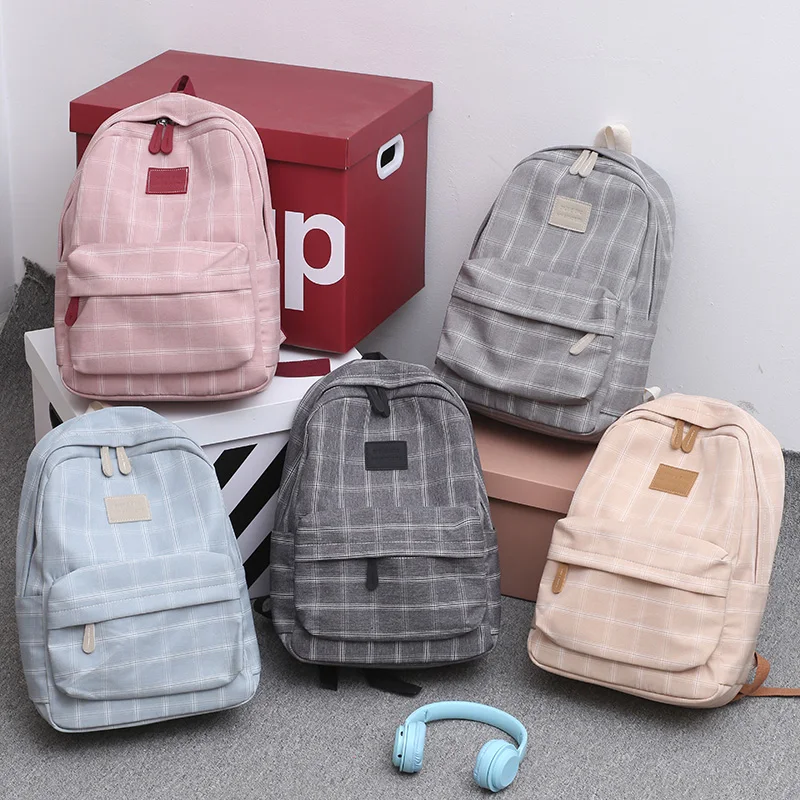 2024 New Leisure Plaid Backpack Woman Nylon Casual Double Shoulder Pack ...