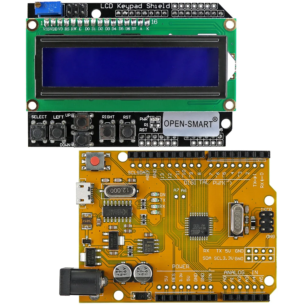 OPEN-SMART-Micro-USB-ATmega328P-DIY-Development-Board-LCD-1602-Keypad ...
