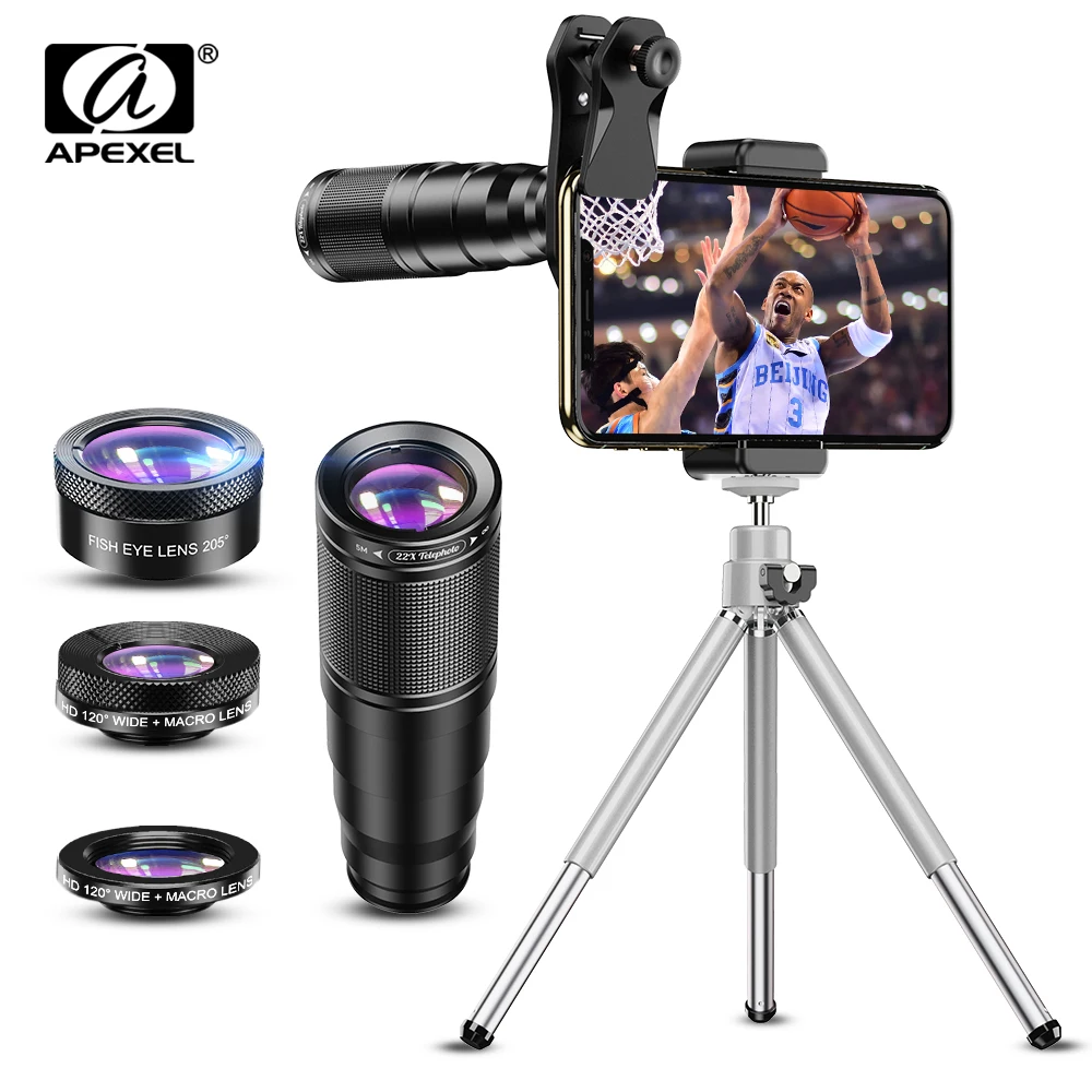 APEXEL-Powerful-Phone-Lens-Kit-22x-Telescope-Lens-Cell-Phone-Telephoto ...