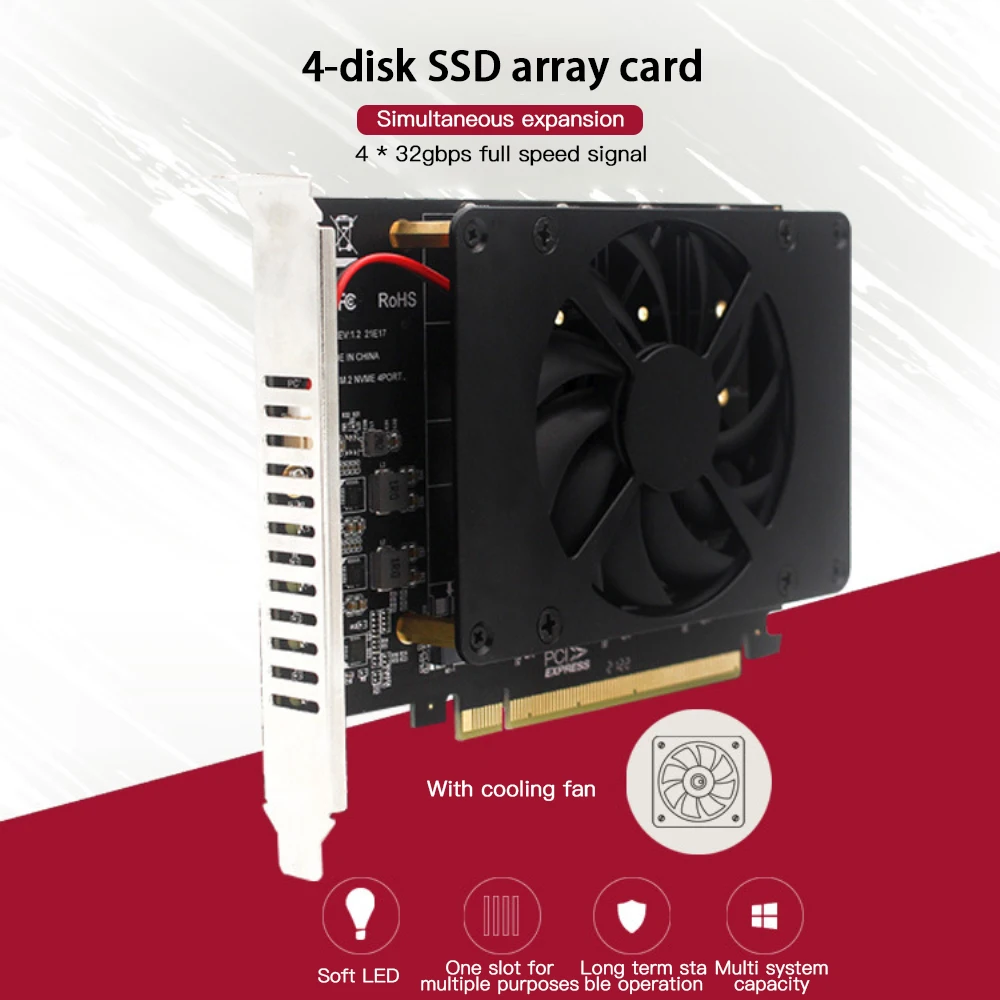 PCIe-Adapter-PCI-E-X16-NVME-M-2-M-Key-SSD-RAID-Array-Motherboard ...