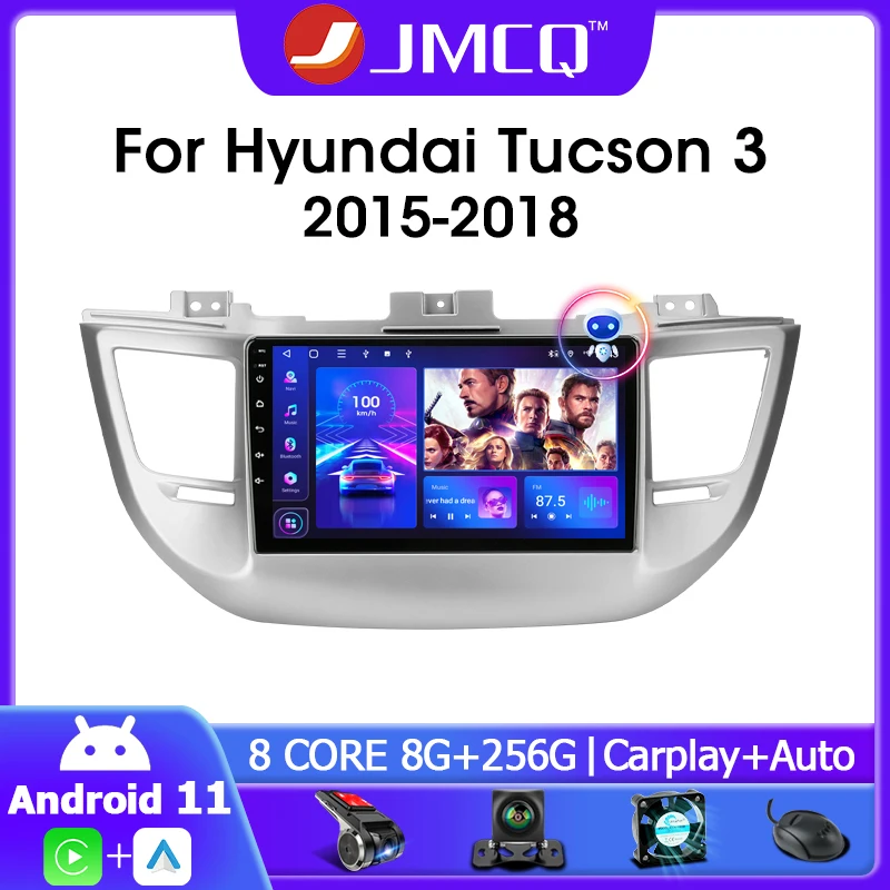 JMCQ 2 Din Android 11 Car Stereo Radio For Hyundai Tucson 3 IX35 2015 2018 Multimedia Player ...