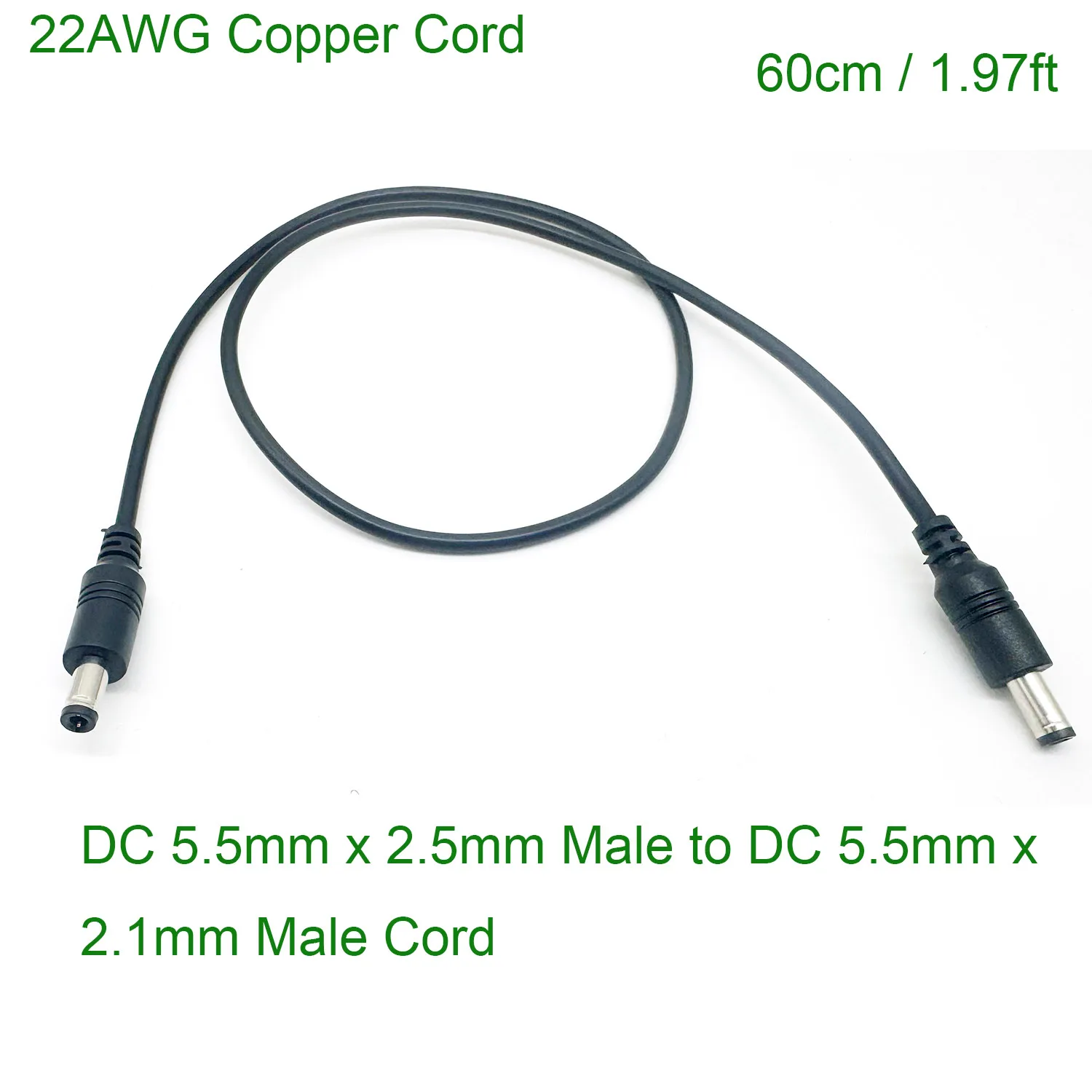 DC Power Plug 5.5mm x 2.5mm Male To 5.5mm x 2.1mm Male Adapter ...