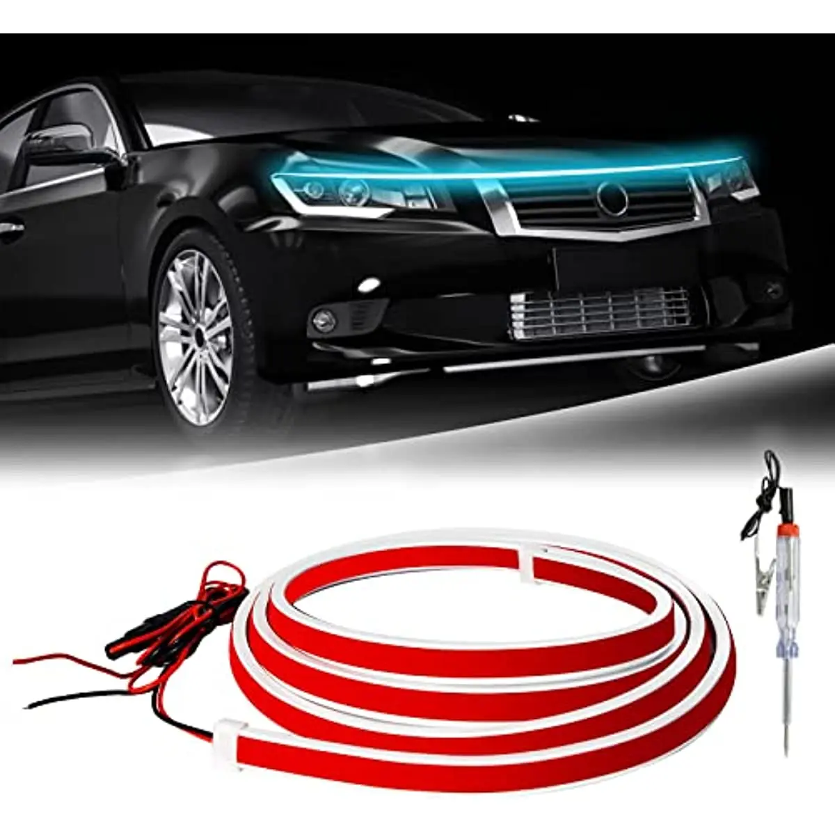 70" Car Led Hood Light Strip DRL Dynamic Scan Start Up Hoodbeam Kit ...
