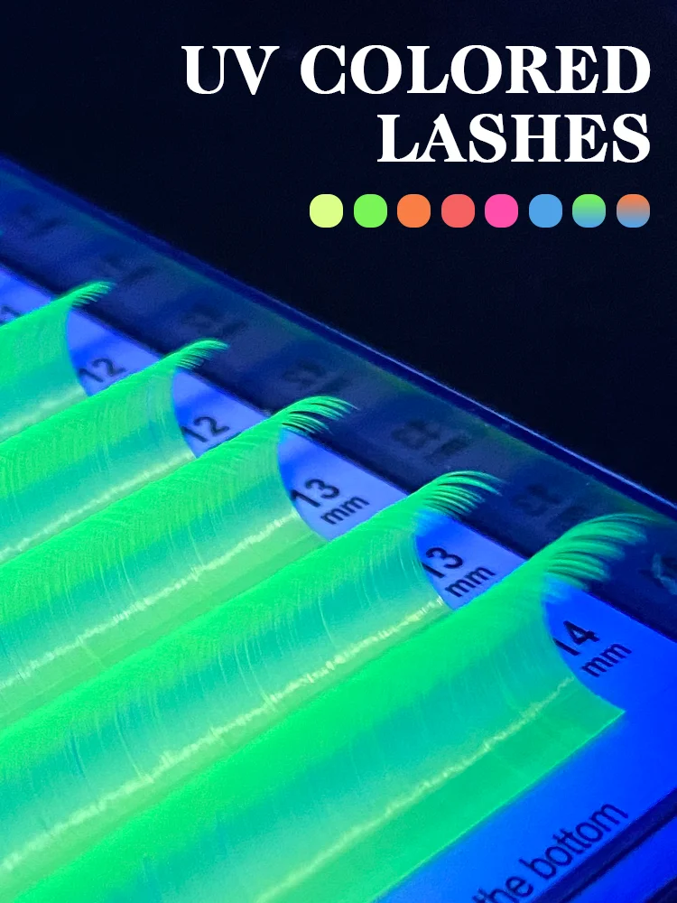 NATUHANA Fluorescent Eyelash Extension Colorful UV Neon Eyelash ...