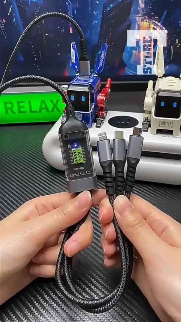 100W Fast Charging Cable Multi Charger Cable Nylon Braided Multiple USB ...