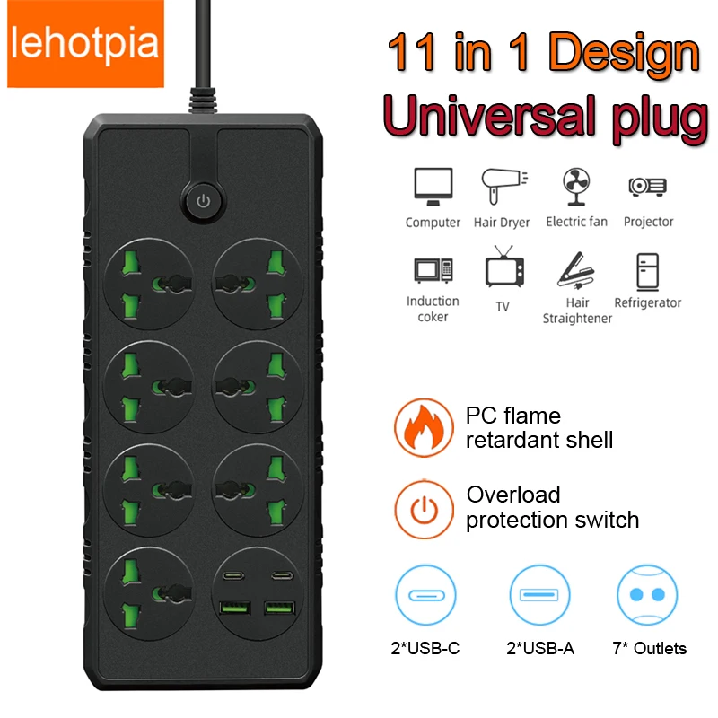 Universal-Outlet-Power-Strip-With-Extension-Cord-USB-Type-C-Port-For-EU ...