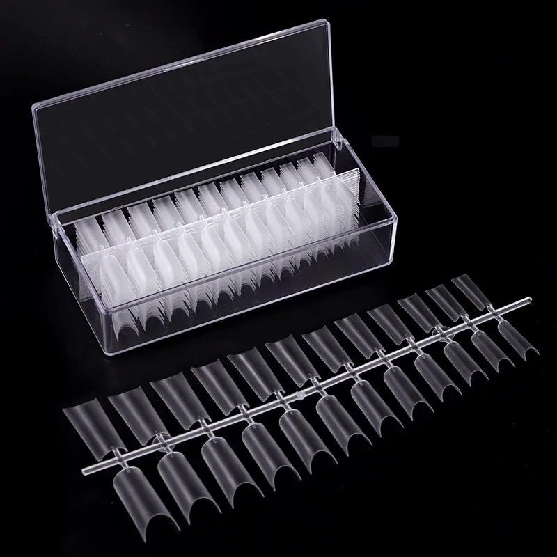 504pcs Bag Crease free Invisible False Nails Stiletto Curved Clear ...