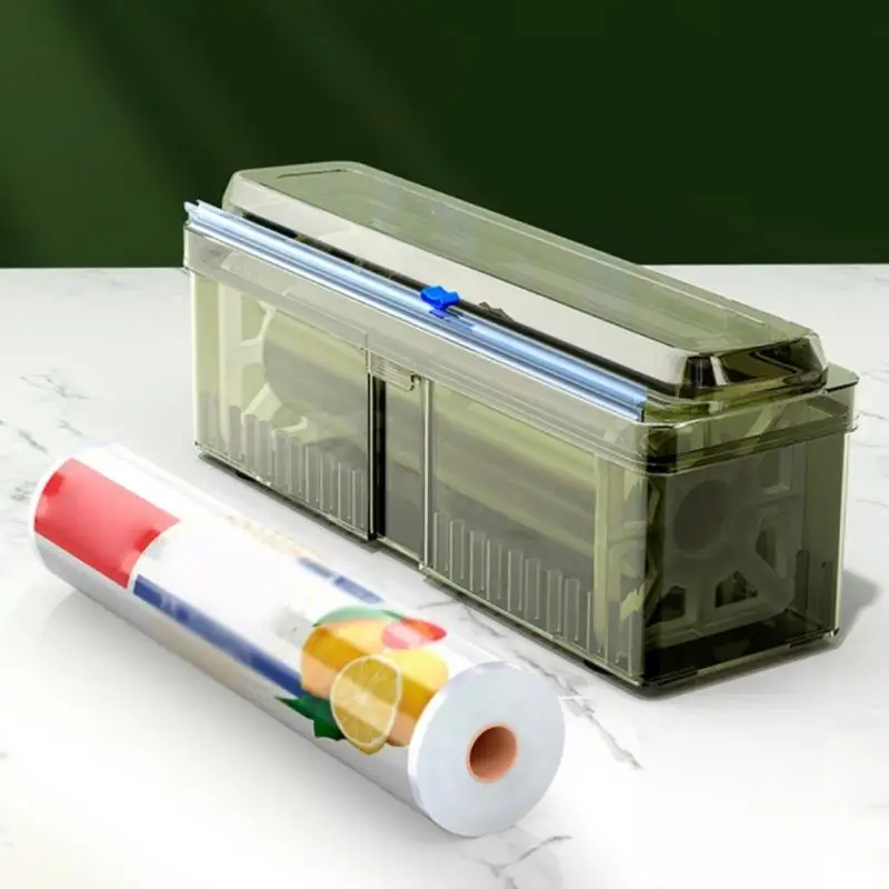Plastic-Cling-Film-Refillable-Box-Food-Wrap-Dispenser-Plastic-Cutter ...