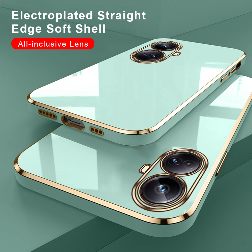 For Realme 10 Pro+ Plus 5G Case Plating Silicone Protect Cover Realmy ...