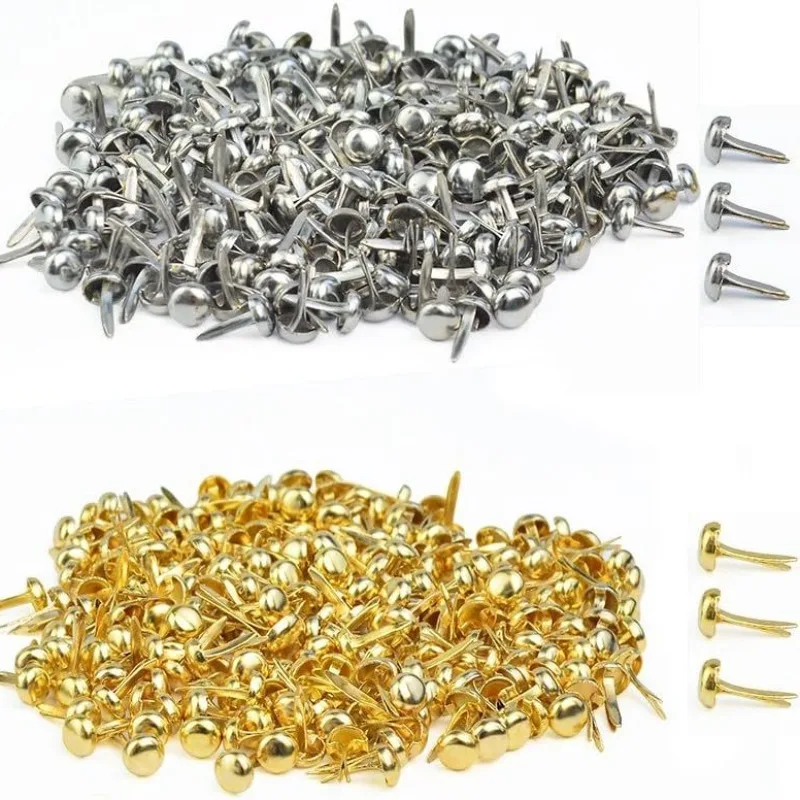 50/100Pcs Gold/Silver Brads Paper Fasteners Mini Brads Split Pins Round ...