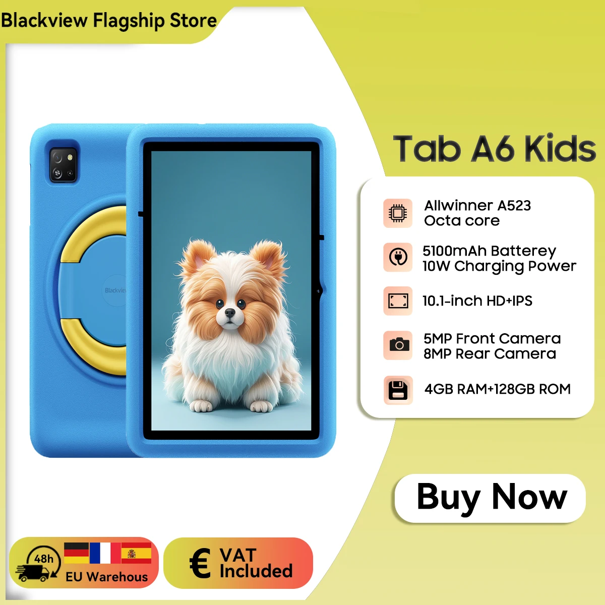 Blackview Tab A6 Kids Tablet,10.1" Display WIFI Tablets 4GB+128GB Octa ...