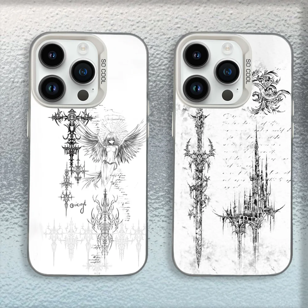 Gothic Cyber Sigil Cross Phone Case For iPhone 16,15,14,13,12,11,Mini ...