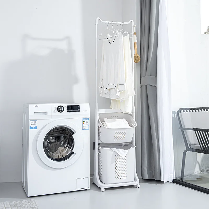 2024-Newest-Bathroom-Hanging-Clothes-Rack-Dirty-Clothes-Basket-Mobile ...