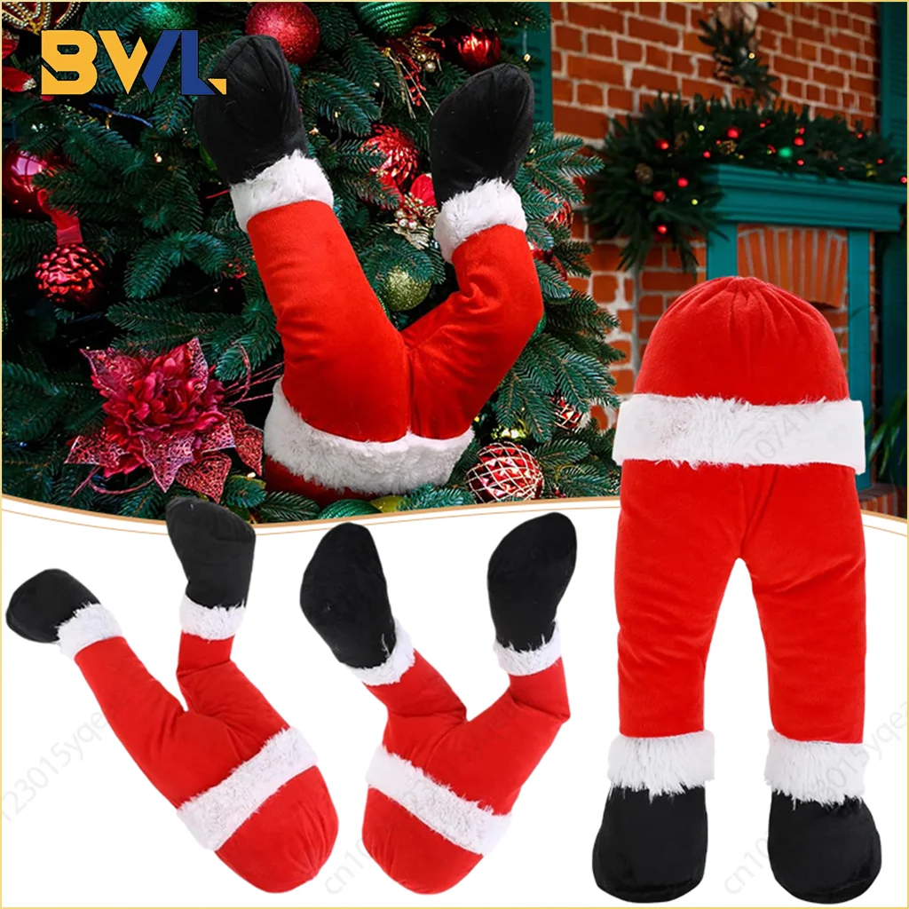 Santa Claus Legs Christmas Tree Decorations Plush Elf Leg Ornaments ...