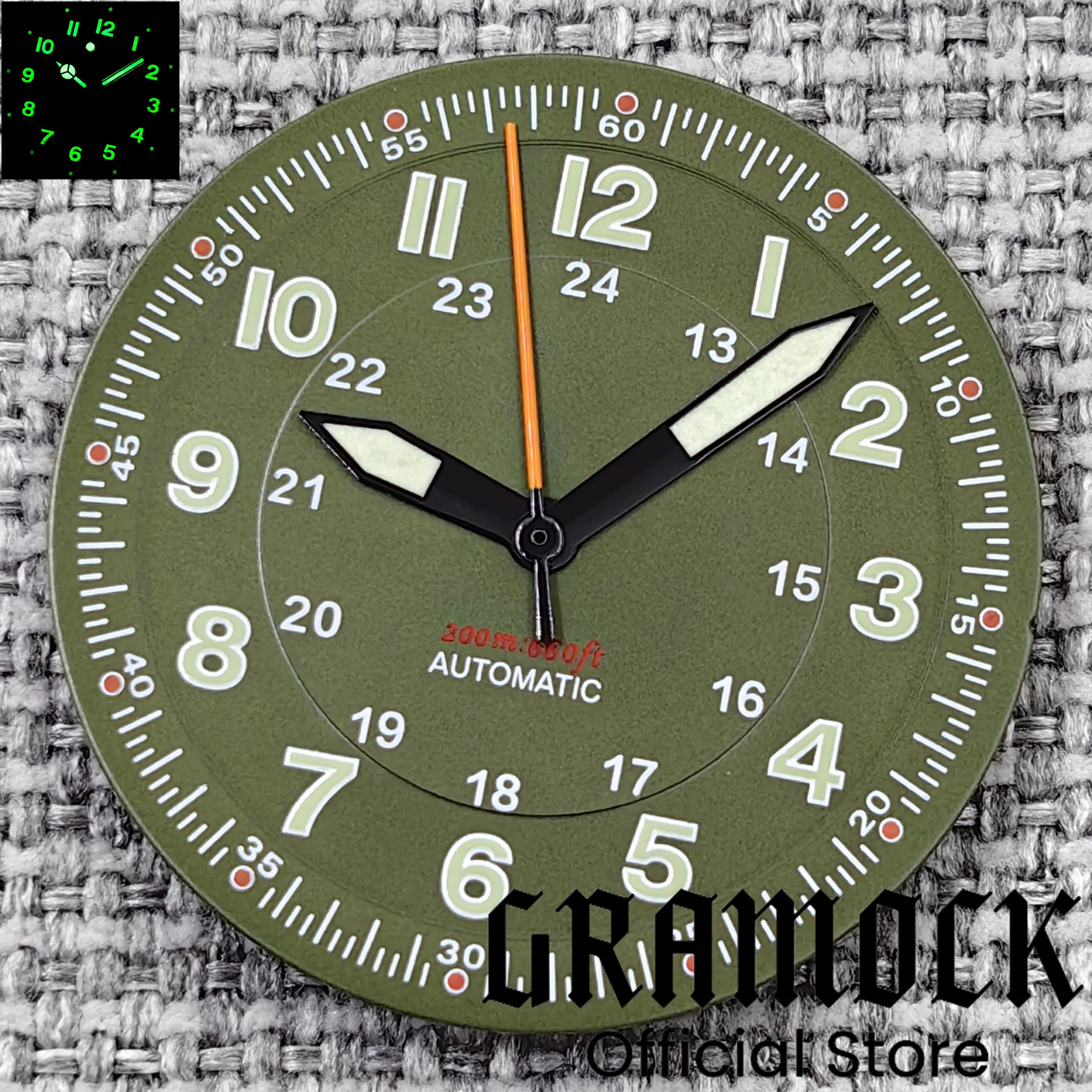 Gramock Classics Sterile 29mm Pilot Green Watch Dial Part for NH35/36 ...