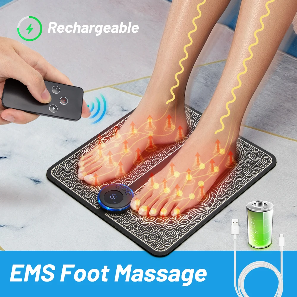 Electric Foot Massager Mat Rechargeable Foot Massage Pad Folding ...