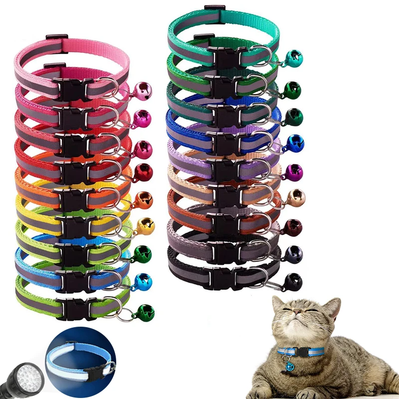 Cat-Accessories-Pet-Reflective-Patch-Collar-Cats-Collar-Bell-Collars ...