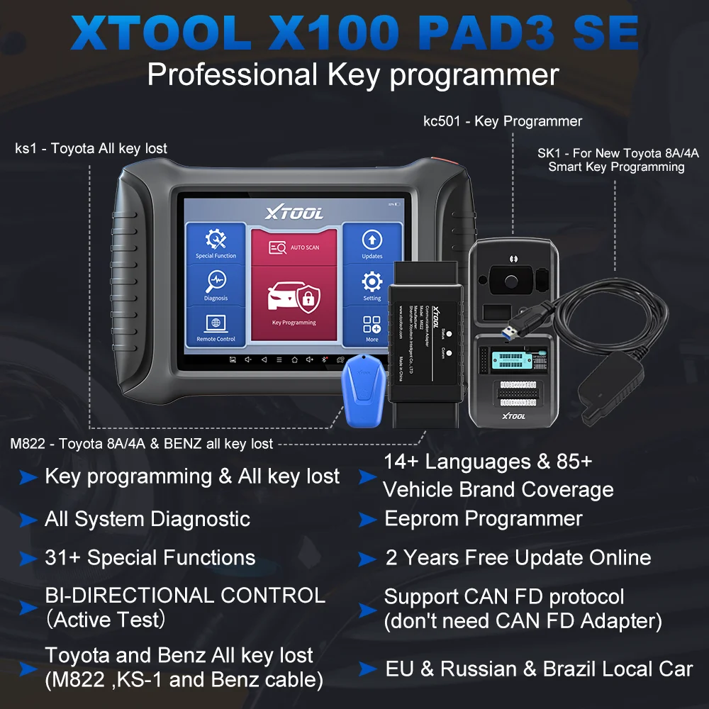 2023 XTOOL X100PAD3 Pro Key FOB Programming Tool with KC501 All Systems ...