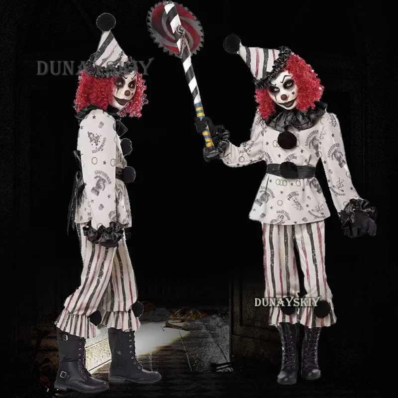Clown Cosplay Costume Halloween Party Men Women Cos Suits Outfit ...