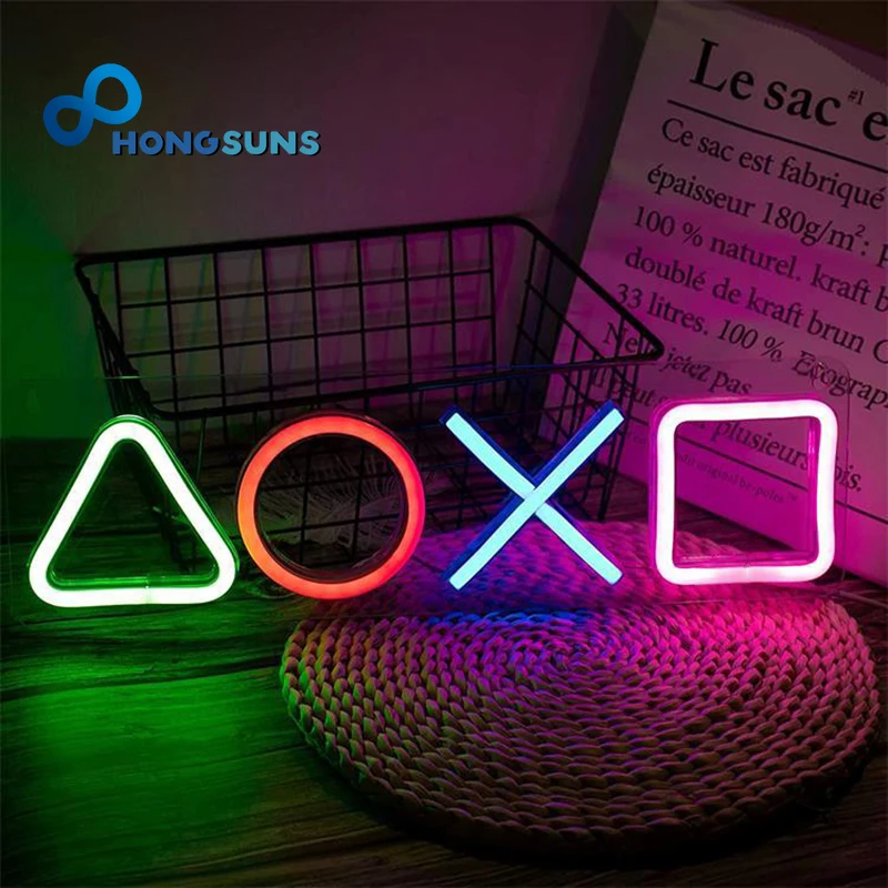 لعبة أيقونة النيون تسجيل ضوء LED مصباح النيون الجدار الشنق جو ضوء الليل ...