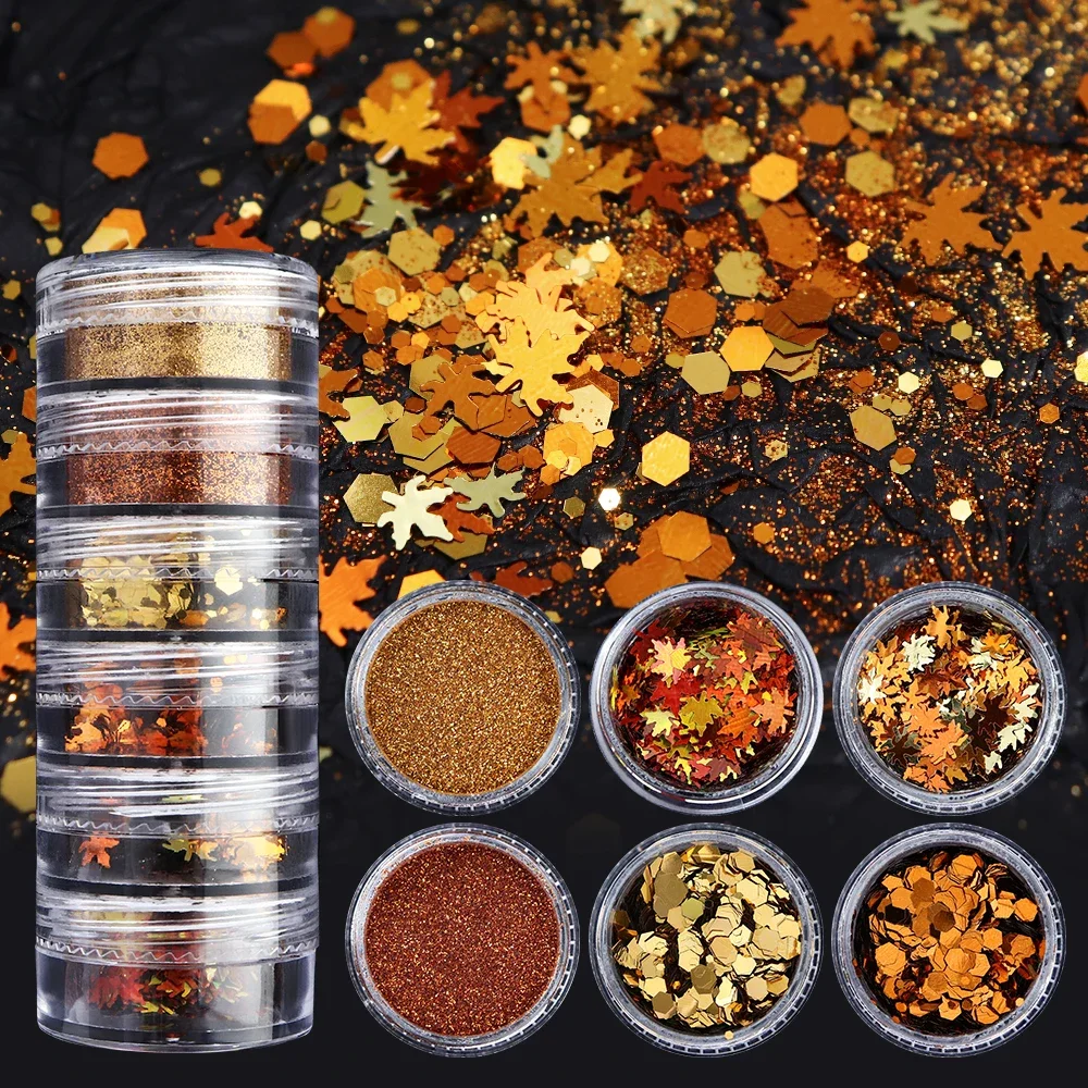 6 Pcs Resin Glitter Autumn Sequins For Epoxy Resin Filling Sweater ...
