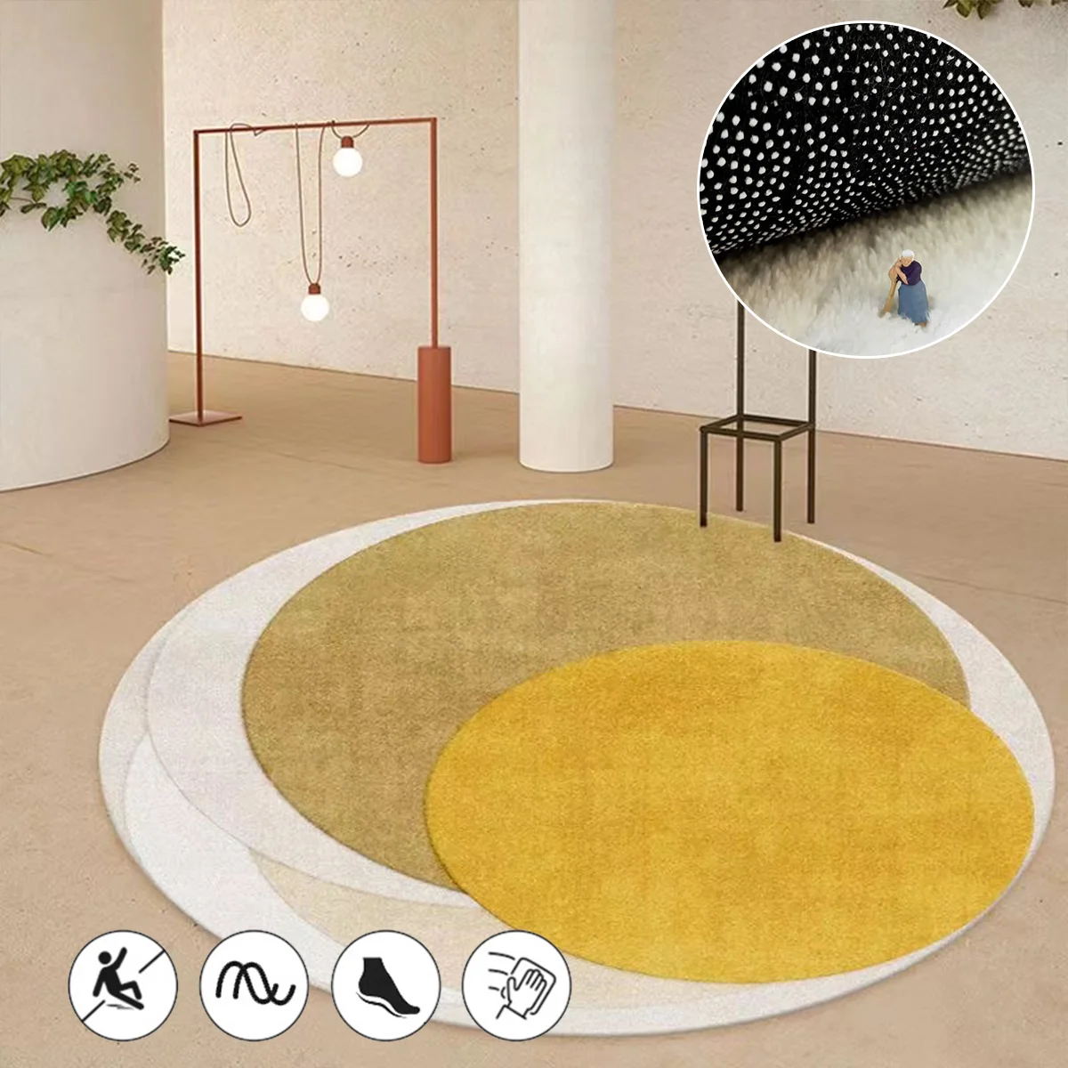Moderne Licht Luxe Ronde Tapijt Lounge Kleed Studie Slaapkamer Mat ...